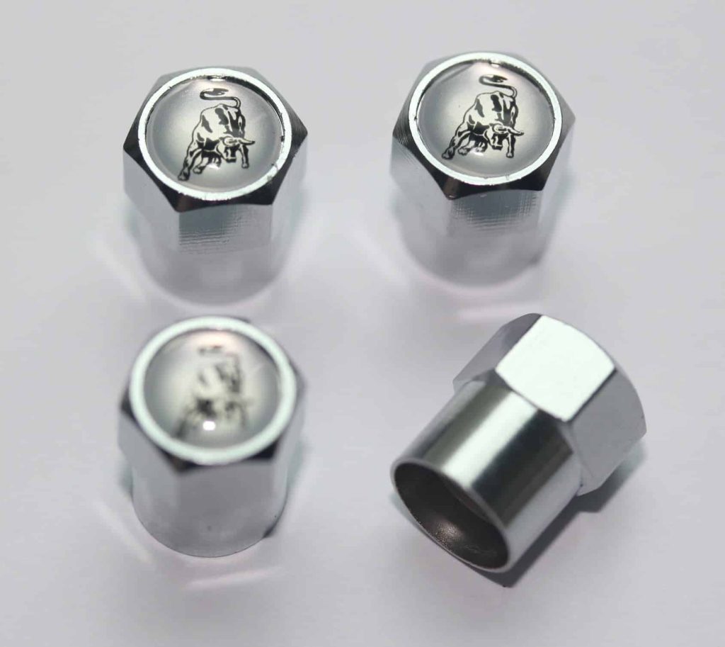 Lamborghini Logo Silver Tire Valve Caps – Plus Free Extra Cap - Tire ...