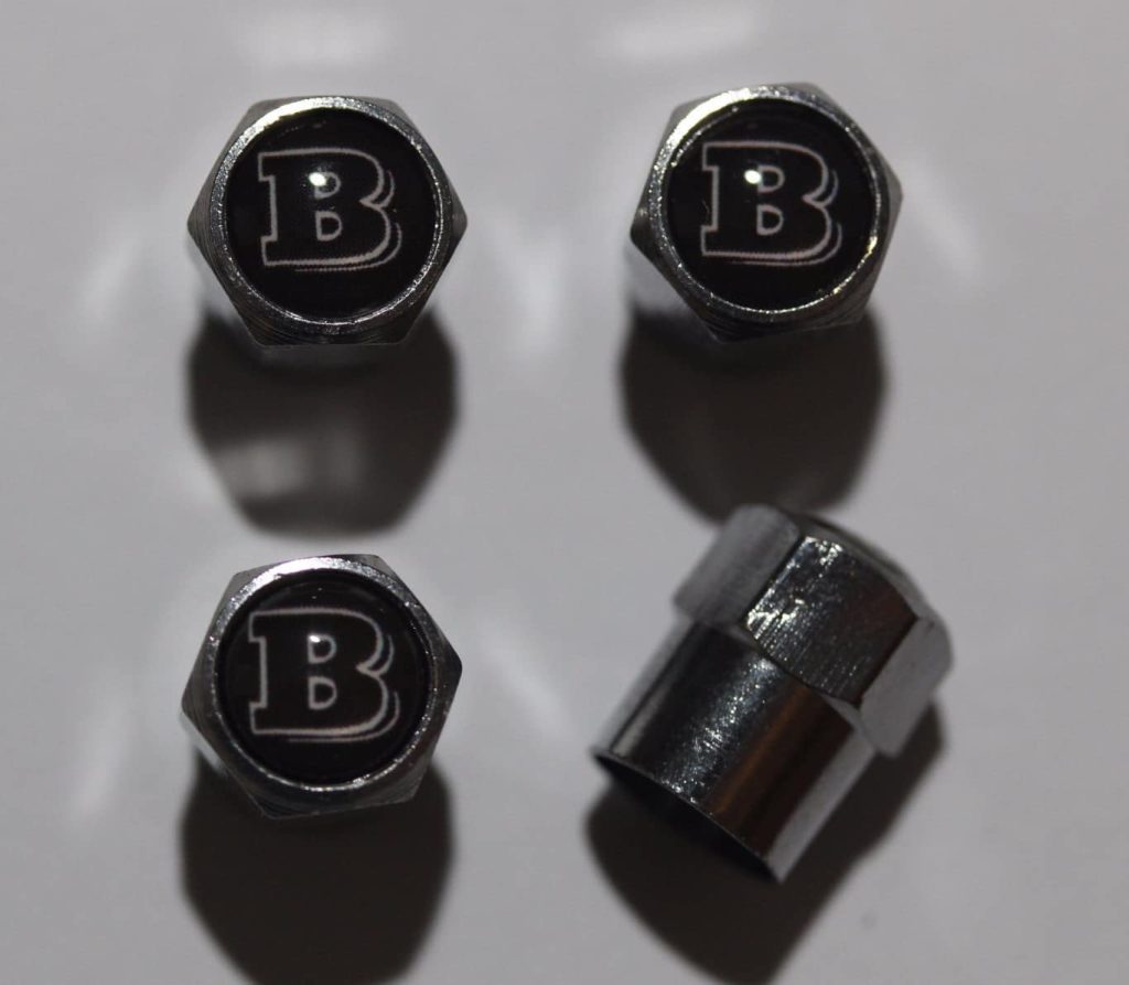 Brabus Black Logo Tire Valve Stem Caps – Plus Free Extra Cap