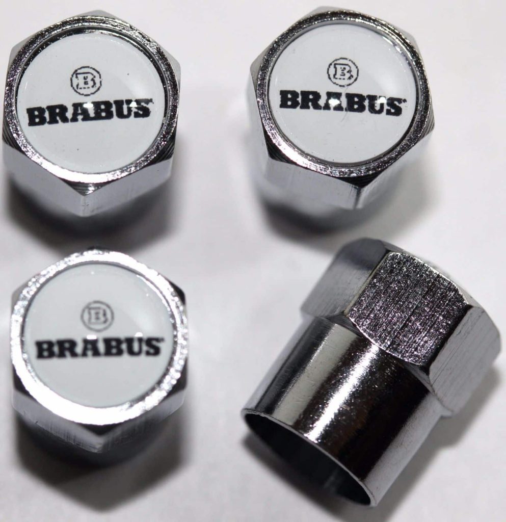 Brabus White Tire Valve Stem Caps – Plus Free Extra Cap