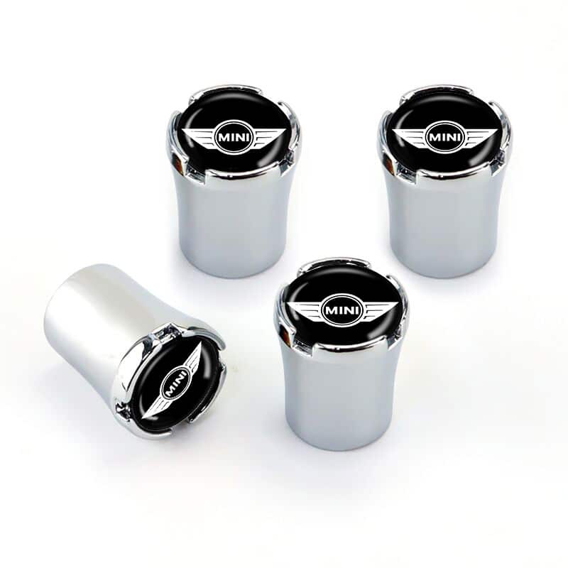 Mini Cooper Chrome Tire Valve Caps – Extra Spare Cap Total 5 Caps