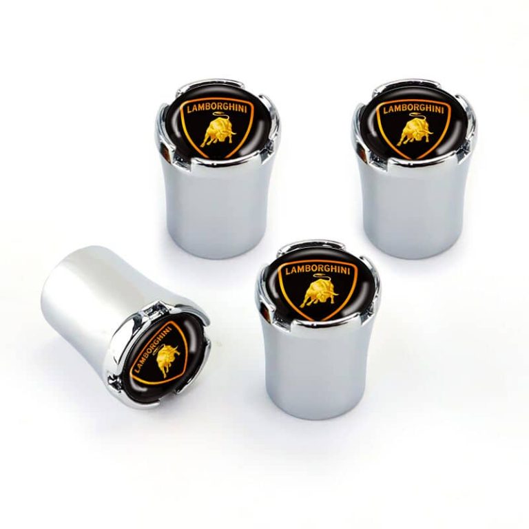 Lamborghini Chrome Tire Valve Caps – Extra Spare Cap Total 5 Caps