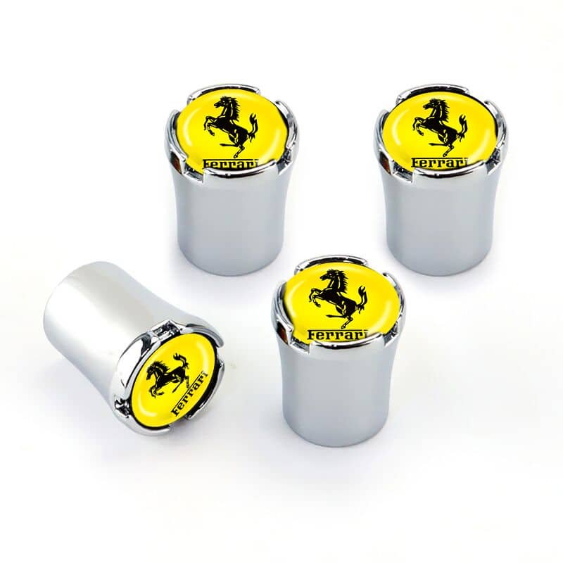 Ferrari Chrome Tire Valve Caps - Extra Spare Cap Total 5 Caps - Tire ...