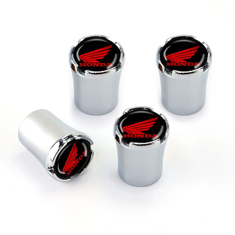 Honda Motorcycle Chrome Tire Valve Caps – Extra Spare Cap Total 5 Caps
