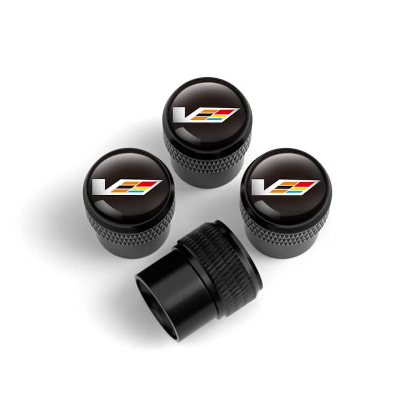 Cadillac V Series Aluminum Tire Valve Caps – Extra Spare Cap Total 5 Caps