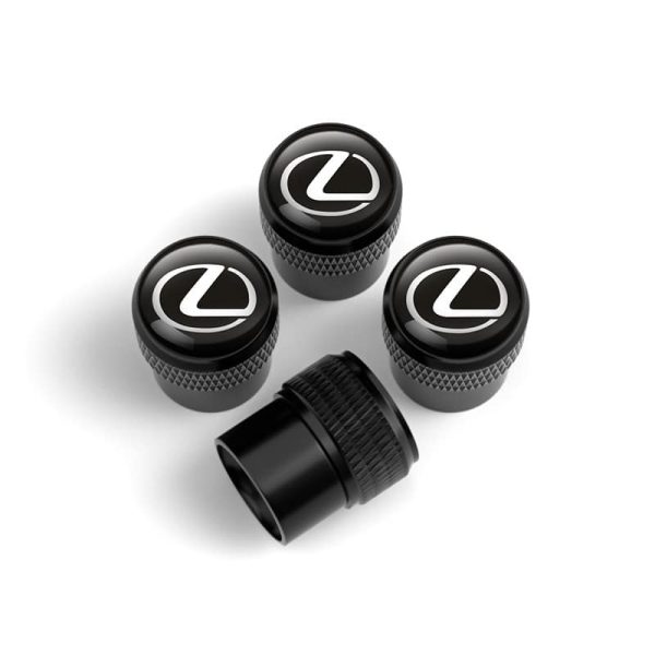 Lexus Black Aluminum Tire Valve Caps – Extra Spare Cap Total 5 Caps