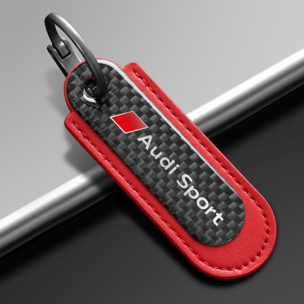 Audi Sport Carbon Fiber With Red Leather Keychain - Tire Valve Caps ...